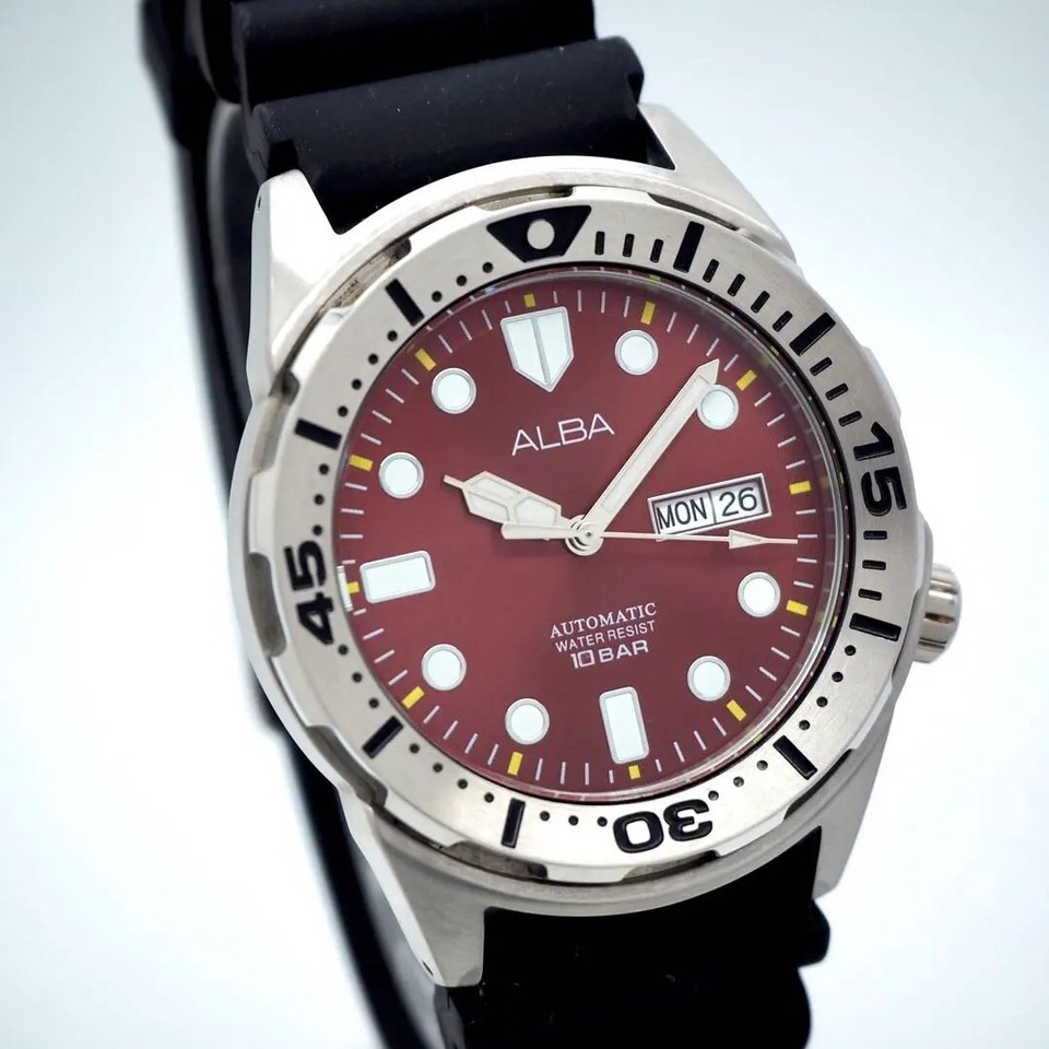 SEIKO ALBA Automatic Men's Watch 118 Operation Day Date Good Condition ...