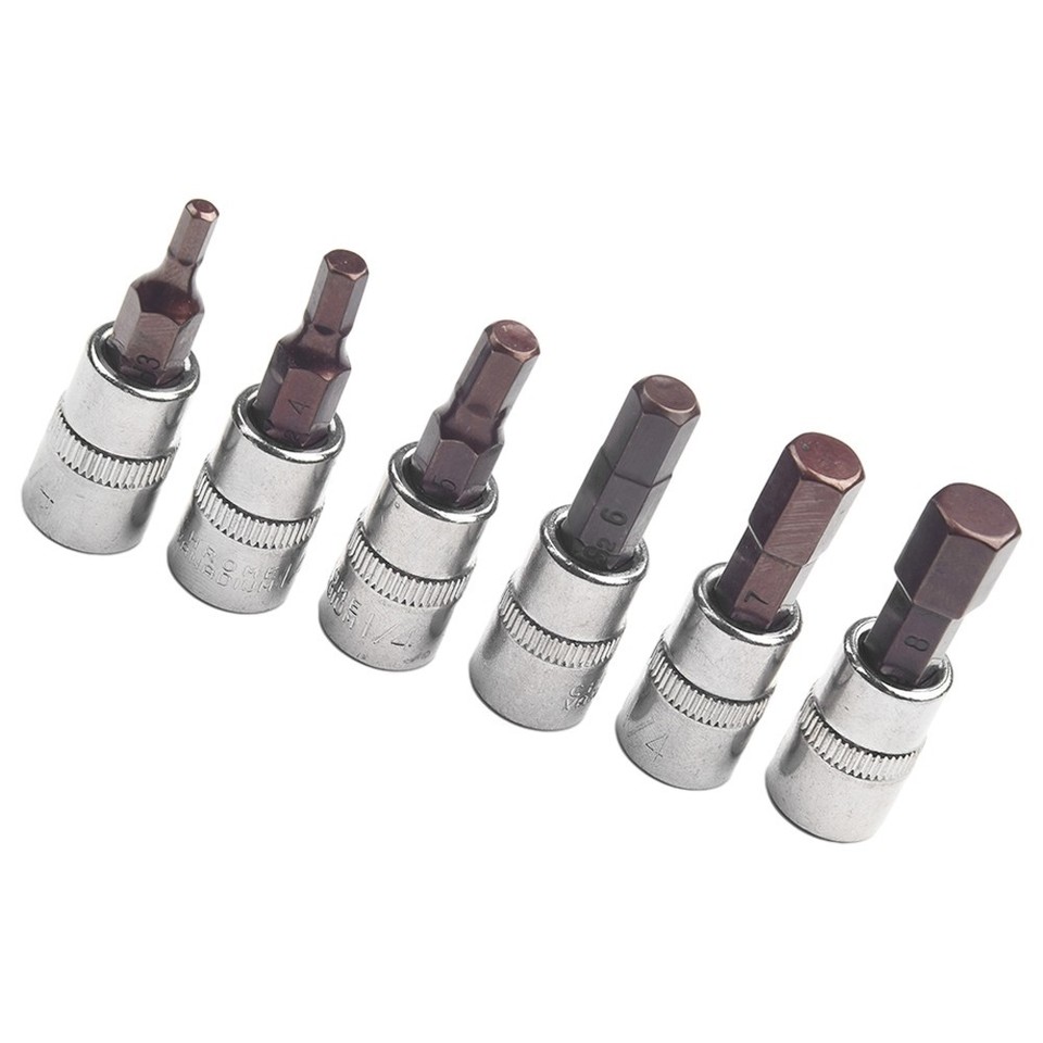 Drive Socket Screwdriver Bit 1/4 Inch Chrome Vanadium Steel H3 H4 Hex ...