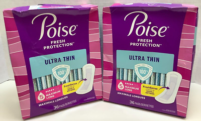Poise Fresh Protection Pads, Ultra Thin, #5 Maximum Long, 72ct ...