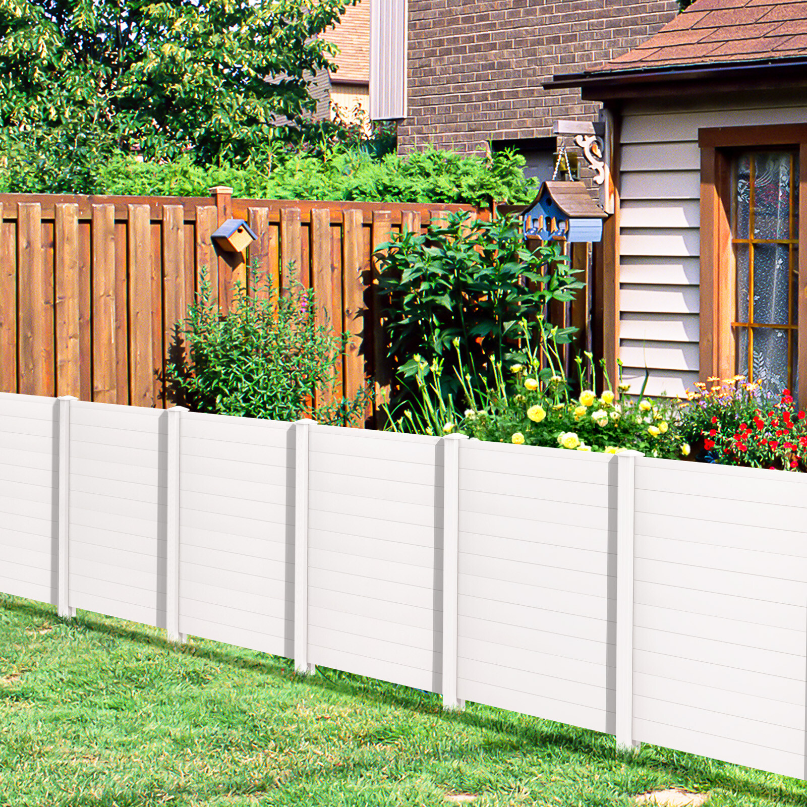 Outdoor PVC Privacy Panels Yard & Garden Picket Fence Privacy Screen ...