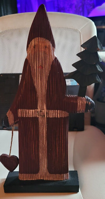 Primitive Wood Santa Tabletop 13 Inches Tall Hand Painted Christmas | eBay