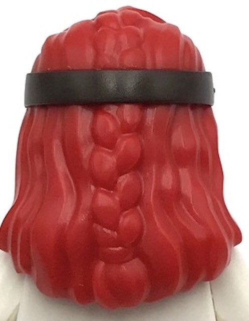 Lego New Red Minifigure Hair Long Wavy Braid w/ Molded Dark Brown Head ...