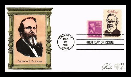 US COVER PRESIDENT RUTHERFORD B HAYES AMERIPEX 86 FDC COMBO PUGH HAND ...