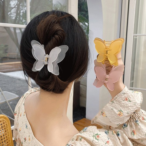 Double Layer Large Butterfly Hair Claw Fashion Candy Color Gradient ...