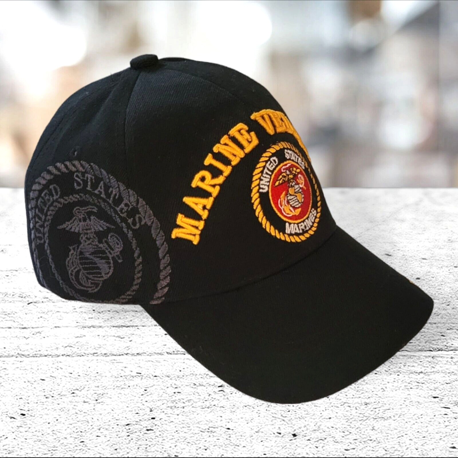 U.S. Marine Veteran Embroidered USMC Logos Baseball C… - Gem