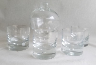 Vintage Glass Ice Bucket Set With Four Rocks Glasses | eBay