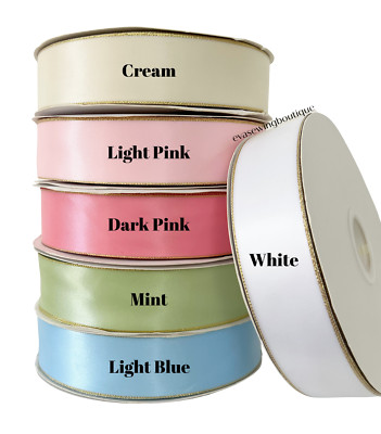 1 1/2 inch Satin Ribbon, Trendy Pastel Gold-Edge Ribbon, 100 Yard Roll ...