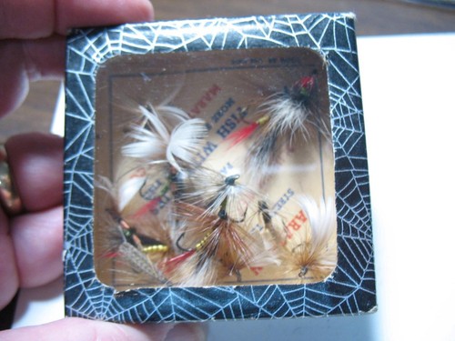 Marathon old fly fishing lures in Weber Spider web box | eBay