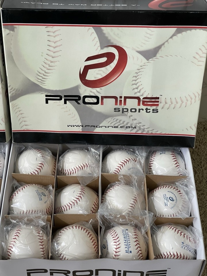 Lot of 22 New Pro Nine White Softballs .44 Cor 375 lb 12" Ball Sealed ...