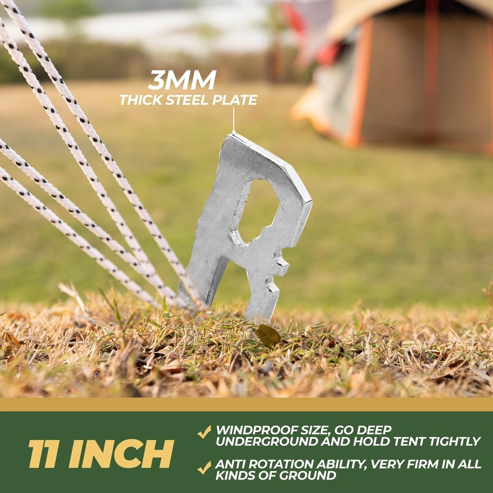 Camping Tent Stakes - Heavy Duty Tent Pegs Outdoor, Metal Tarp Spikes ...