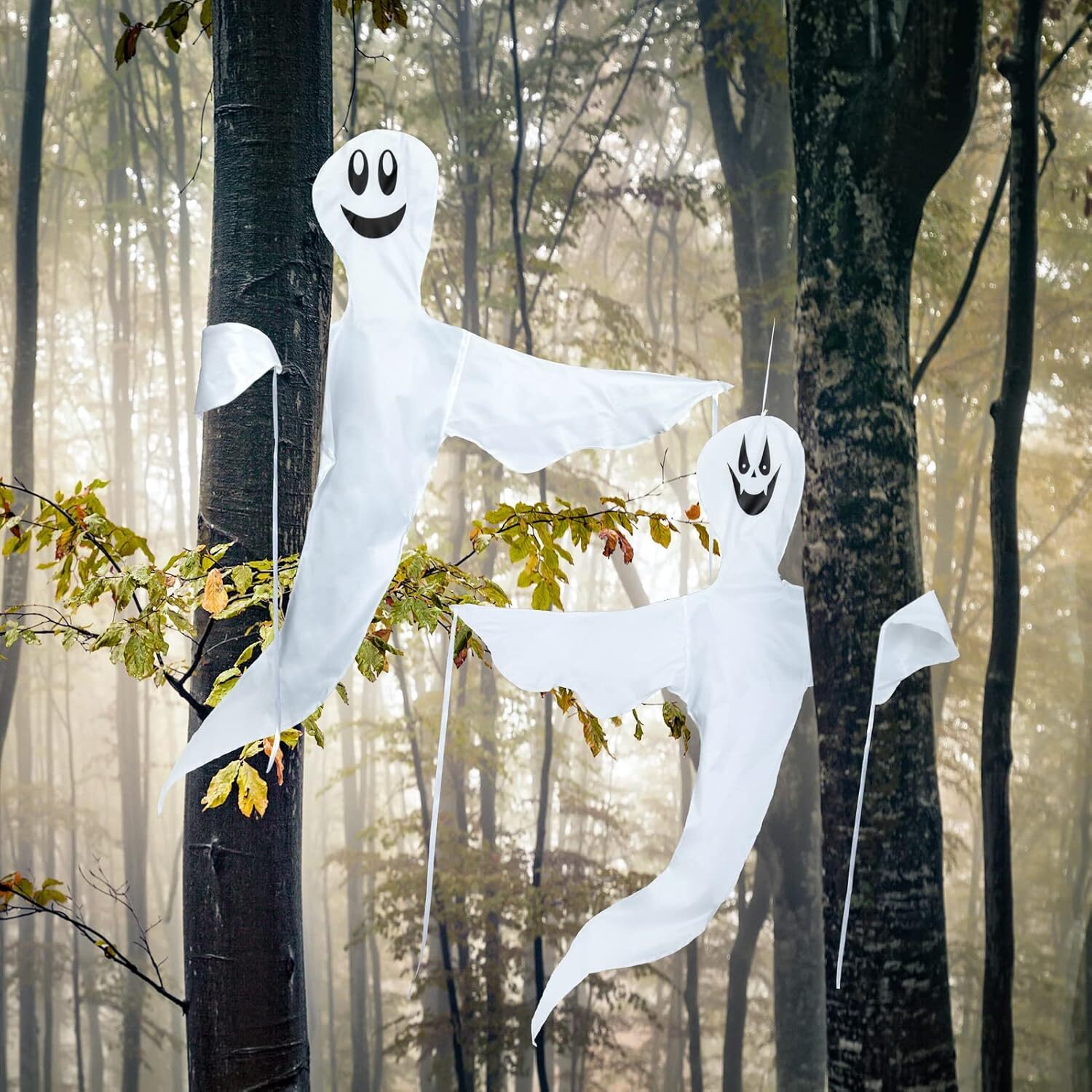 50" Halloween Bendable Tree Wrap Ghost 2 Pack Decoration Outdoor Lawn ...