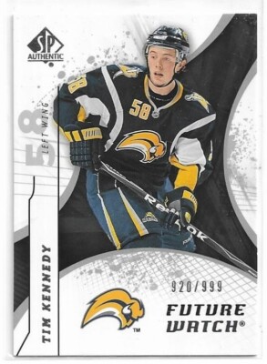 TIM KENNEDY 2008-09 UD SP Authentic ROOKIE card #174 Buffalo Sabres NM ...