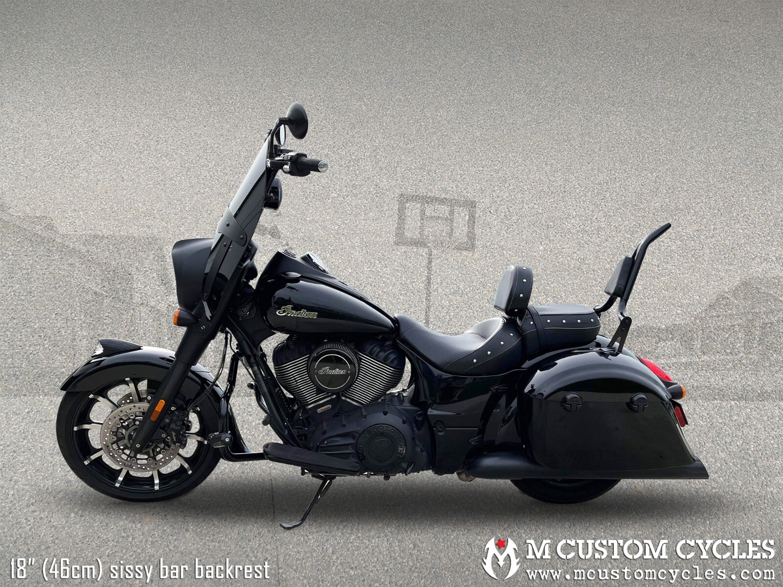 18" Sissy Bar Passenger Backrest for Indian Springfield, Indian Chief ...