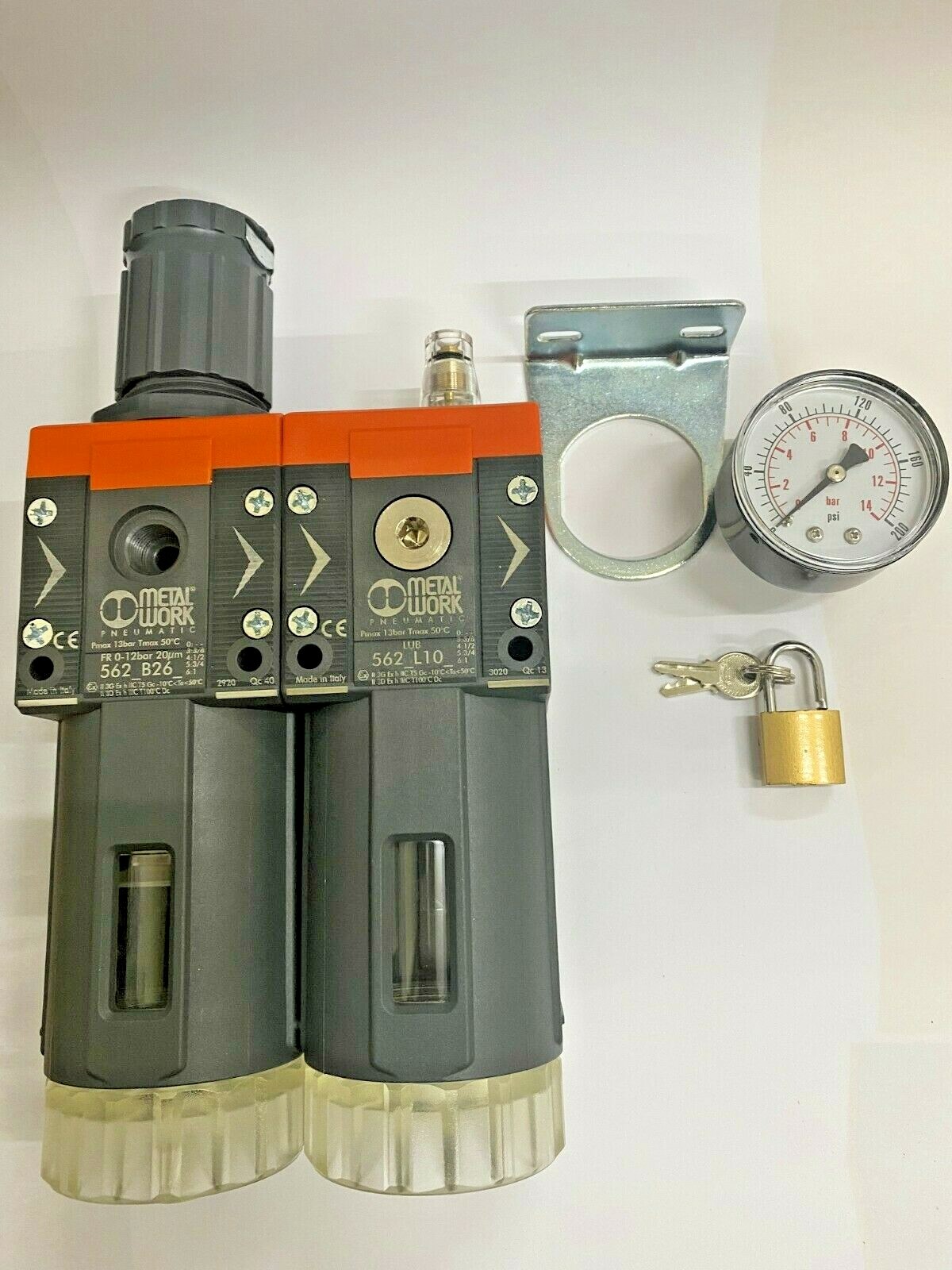 Metalwork Lockable Filter/Regulator & Lubricator 1/4 BSP 0-12 Bar ...