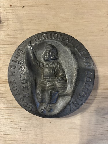 Vntg NATIONAL LEAD COMPANY 2.3 Lb Lead Babbit Ingot DUTCH BOY PAINTS ...