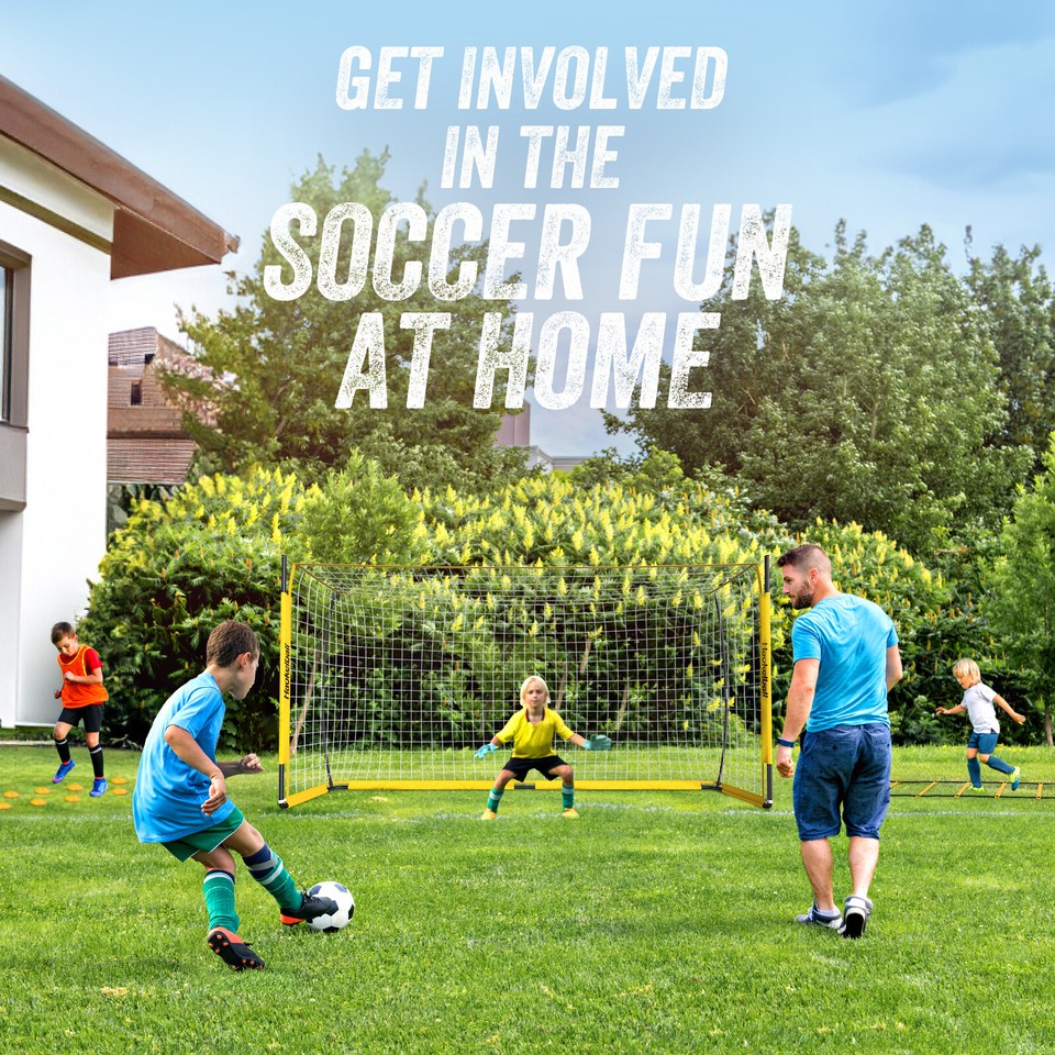 12x6' Portable PVC Soccer Goal Post Soccer Net for Backyard with Ladder ...