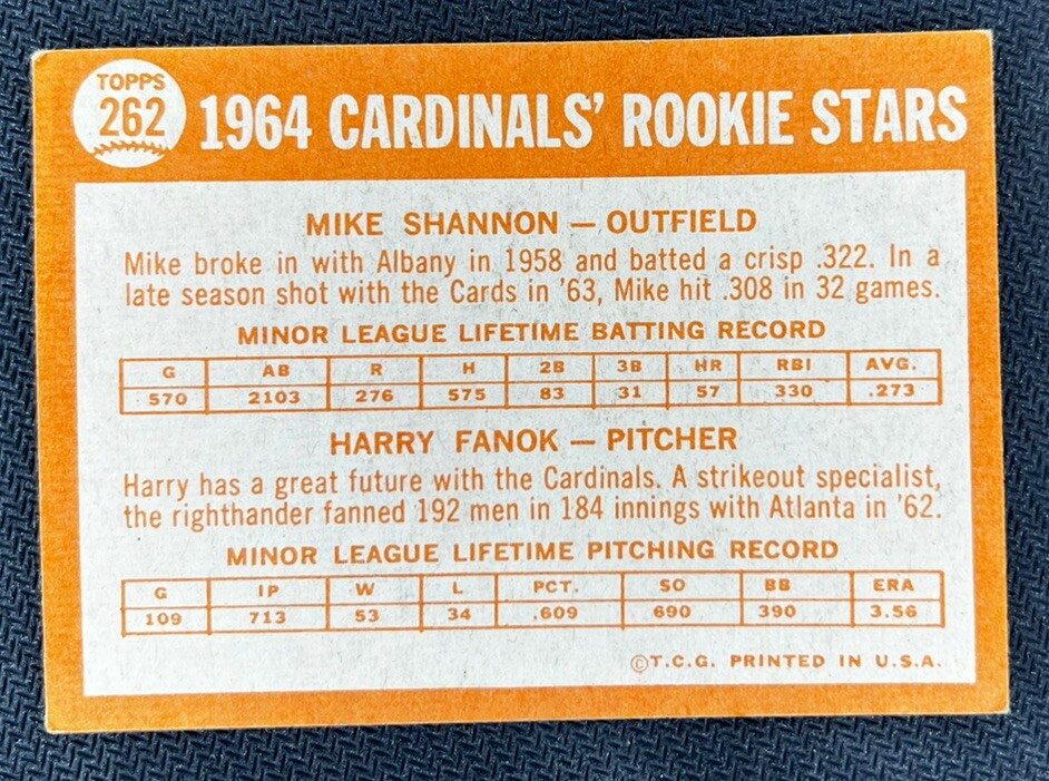 1964 Topps - 1964 Rookie Stars #262 Mike Shannon, Harry Fanok (RC) | eBay