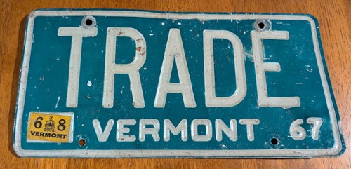 Vintage 1967 Vermont "TRADE" Vanity License Plate VT Vermont | eBay