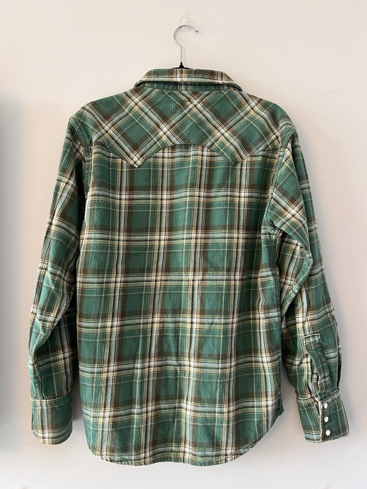 Imogene and Willie Green Flannel Shirt Size S Made In USA Long Sleeve ...