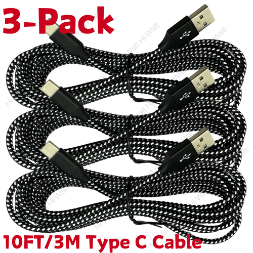 3Pack Heavy Duty Charging Cable 3M Type-C USB-C For Samsung Android LG ...