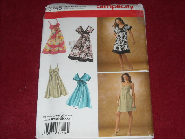 🌺 SIMPLICITY #3745 - LADIES DRESS IN TWO LENGTHS w/VARIATIONS PATTERN 6 ...