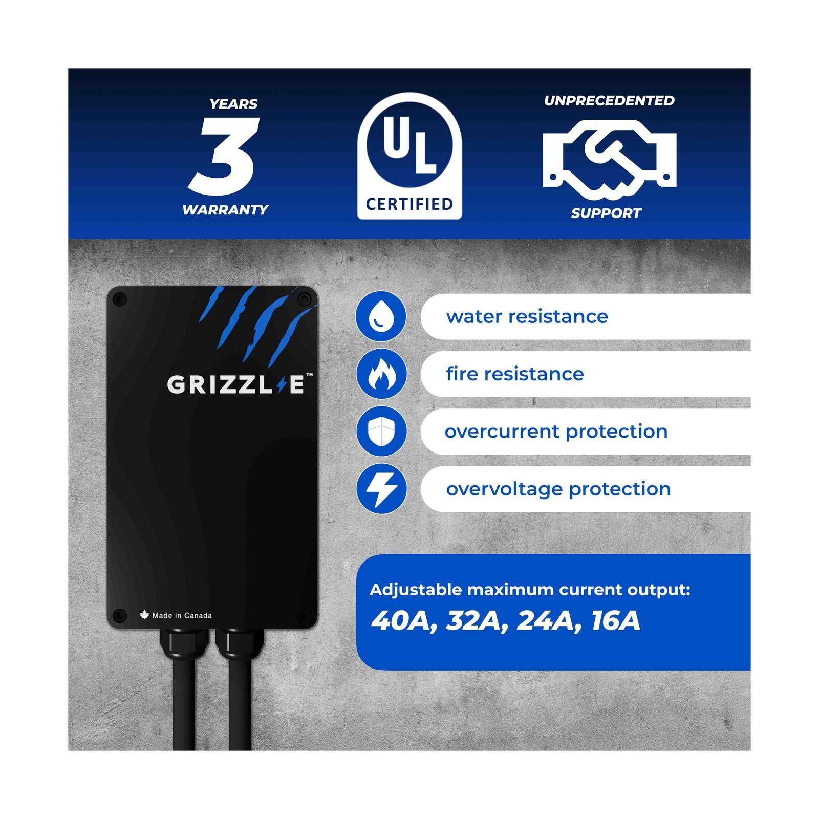 Grizzl-E Level 2 240V / 40A Electric Vehicle (EV) Charger UL & Energy ...
