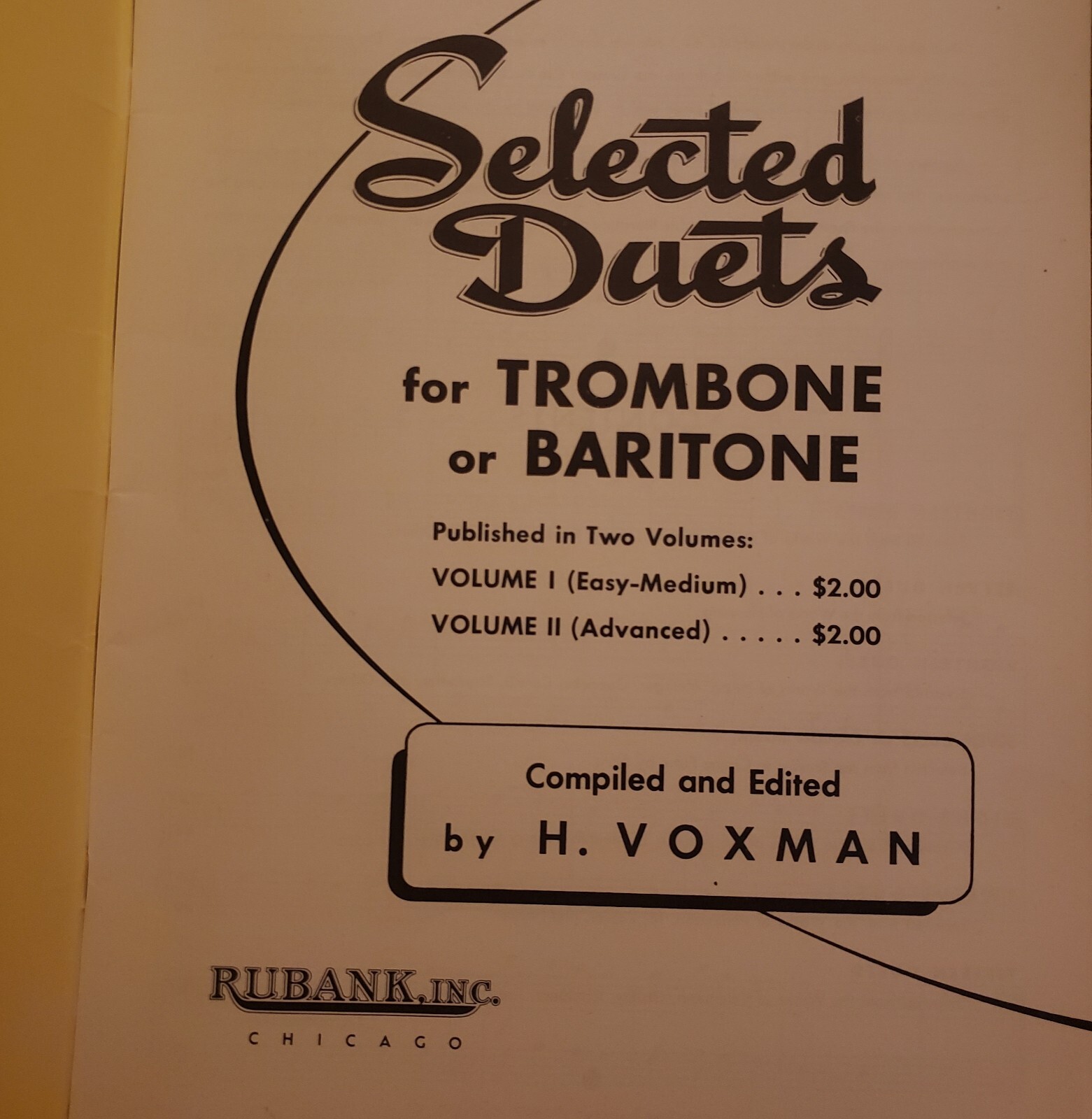 Rubank Advanced Method Trombone or Baritone Instrument Vol 1 Lesson ...