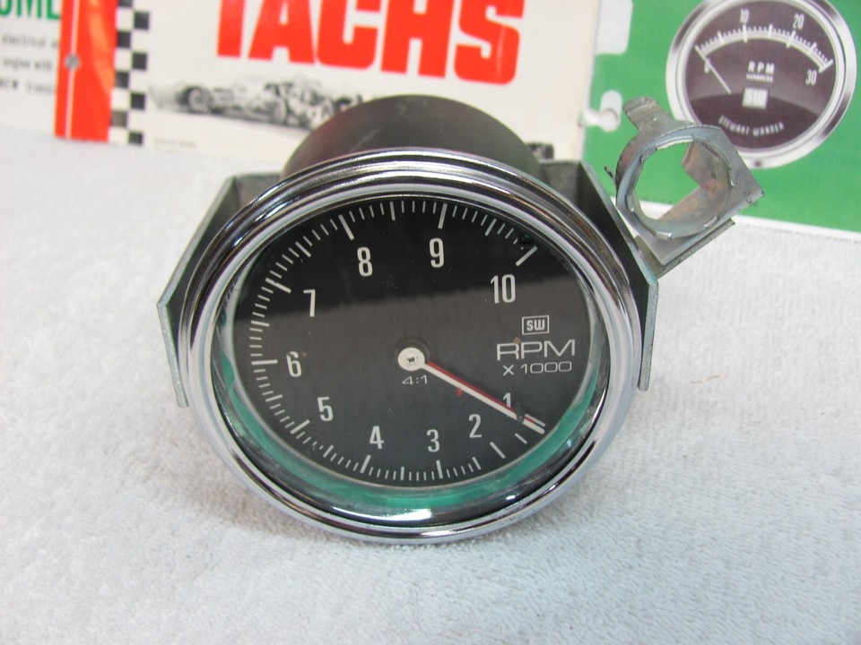 Stewart Warner Racing 10K Tachometer with Red Line Release Button ...