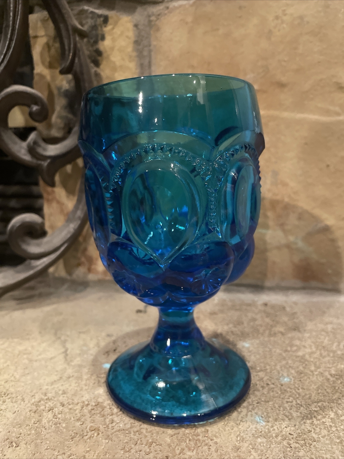 1 L.E. Smith Water Goblet Moon and Stars Deep Blue | eBay