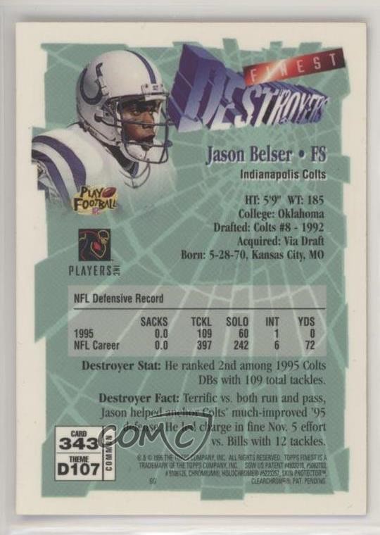 1996 Topps Finest Jason Belser #343 | eBay