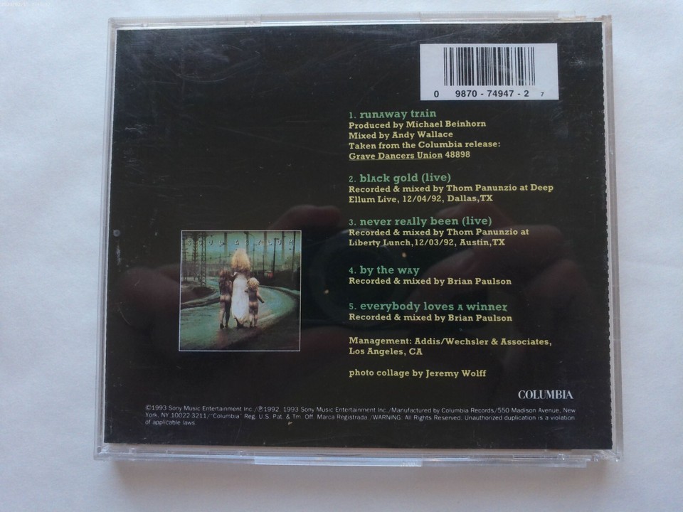 Soul Asylum Runaway Train CD Single (1993 Columbia Records) Very Good ...