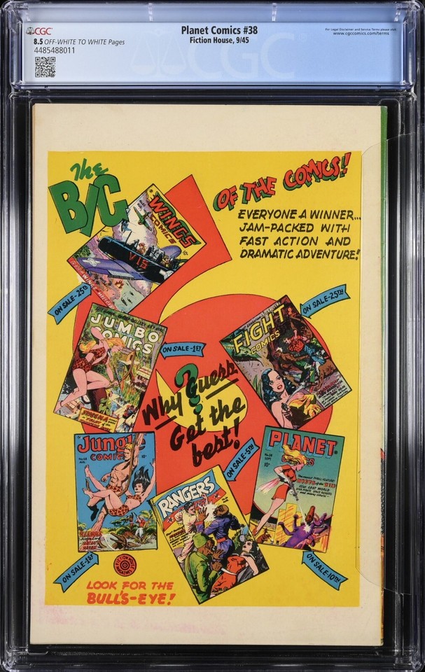 PLANET COMICS #38 CGC VF+ 8.5 FICTION HOUSE 1945 1ST MYSTA OF THE MOON ...