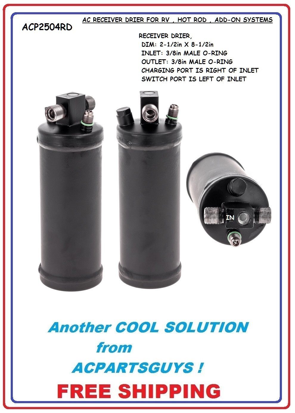 A/C Receiver Drier for Custom HotRod RV and Add-On AC Systems | eBay