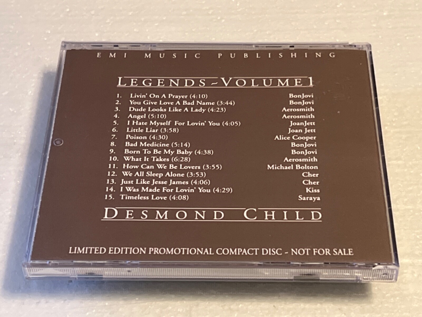 DESMOND CHILD - LEGENDS VOL 1 PROMO CD BON JOVI CHER JOAN JETT KISS ...