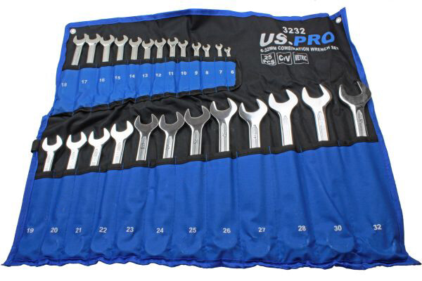 US PRO 25pc Metric Combination Spanner Wrench Set 6 - 32mm 3232 Open ...