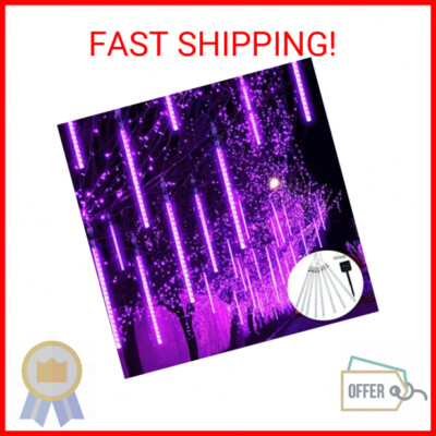 Purple Halloween Solar Meteor Shower Lights - 8 Tube 144 LEDs ...