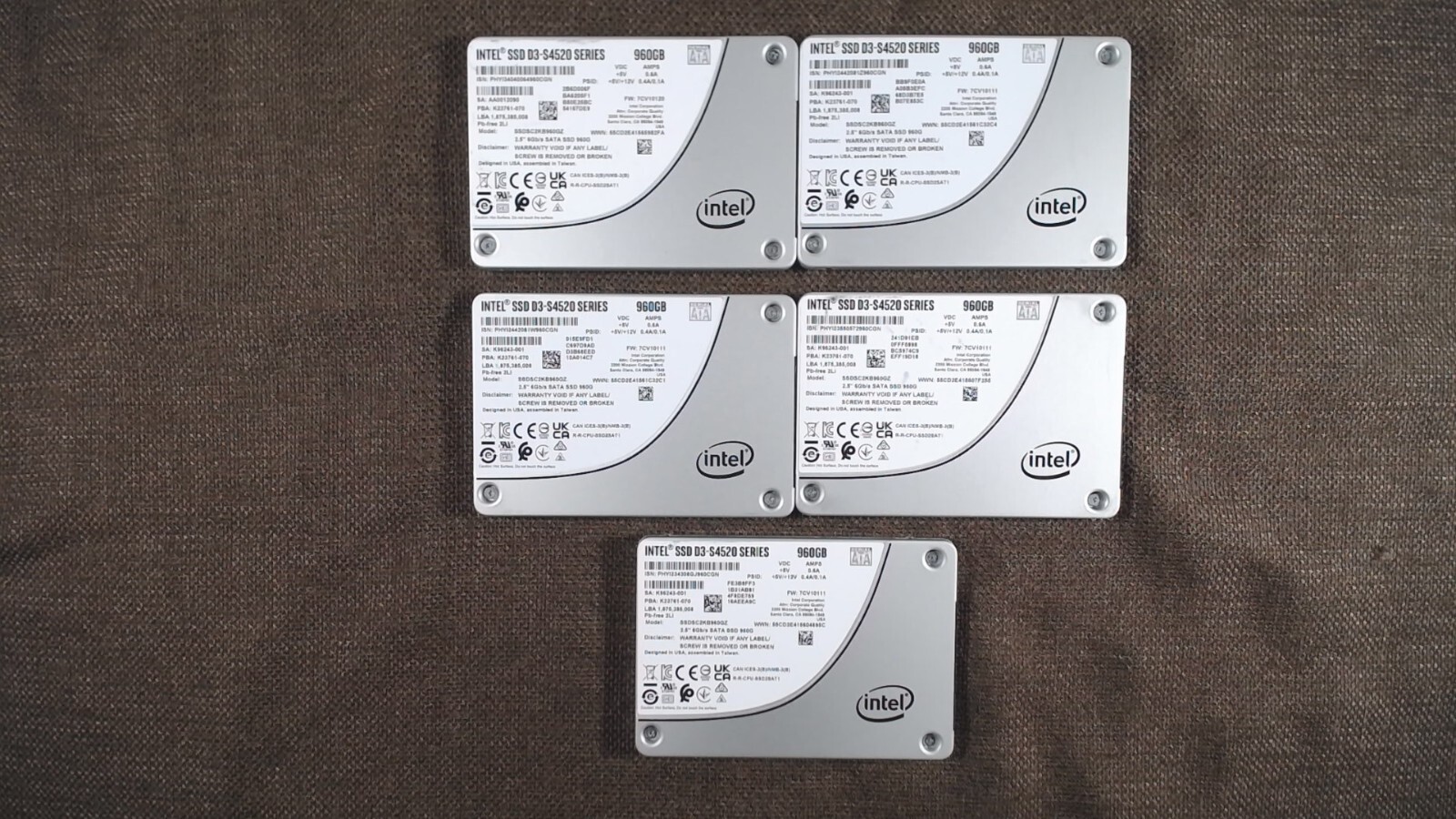 *Lot of 5* Intel SSD D3-S4520 Series 960GB - SSDSC2KB960GZ | eBay
