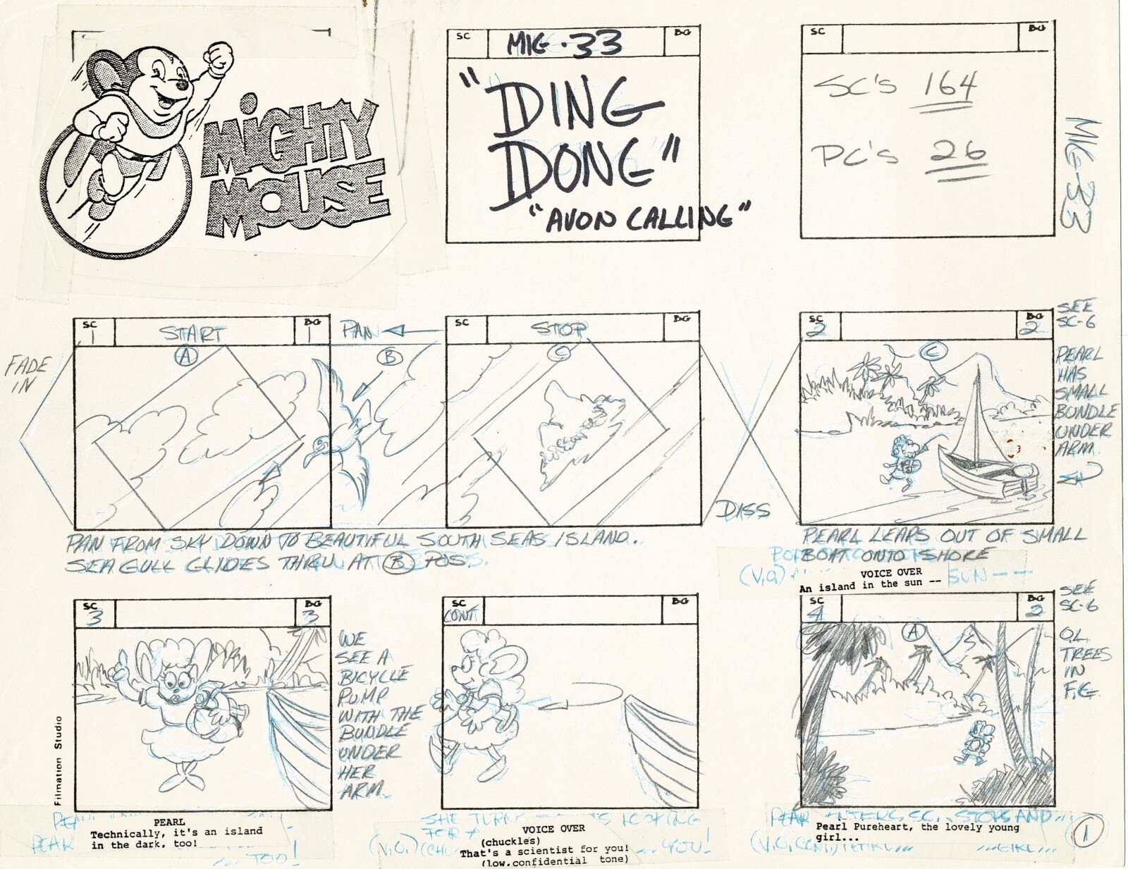 Mighty Mouse Storyboard Art Cartoon Page Vintage Filmation 1979 B-001 ...