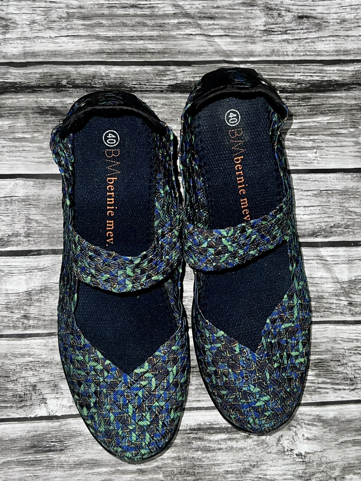 Bernie Mev Fame Women 40 US 9-9.5 Multicolor Woven Wedge Heel Sandals ...