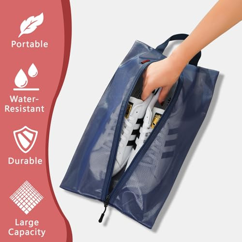 Shoe Bags for Travel women and men, Waterproof Shoe Bag with Navy Blue ...
