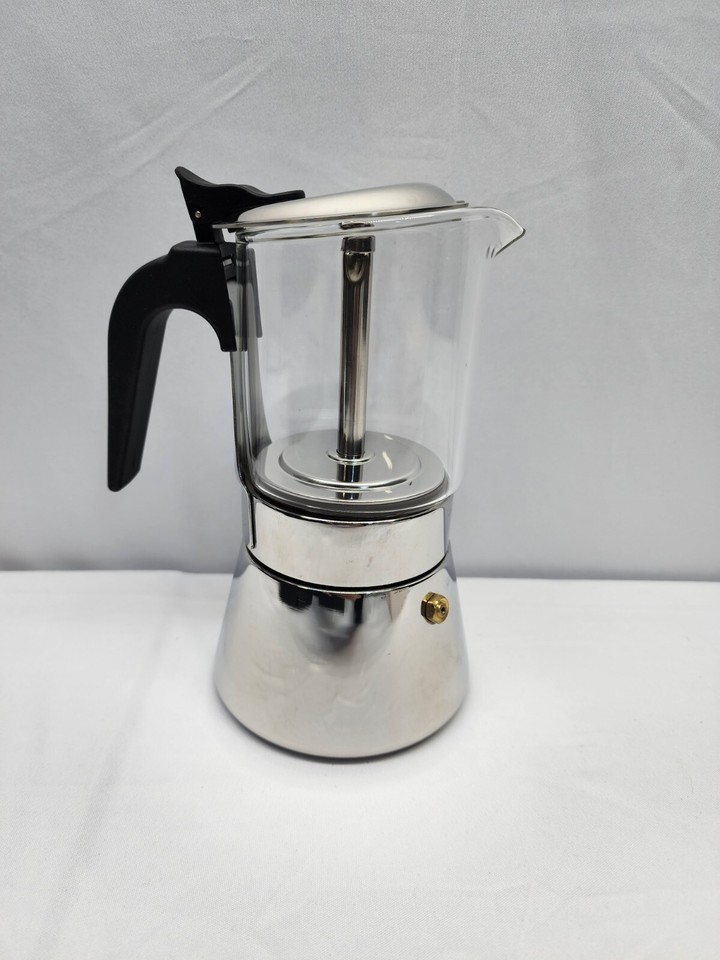 GEESTA Moka Pot Premium Crystal Glass-Top Stovetop Espresso Moka Pot ...