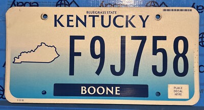 LICENSE PLATES Kentucky Boone F9J758 | eBay