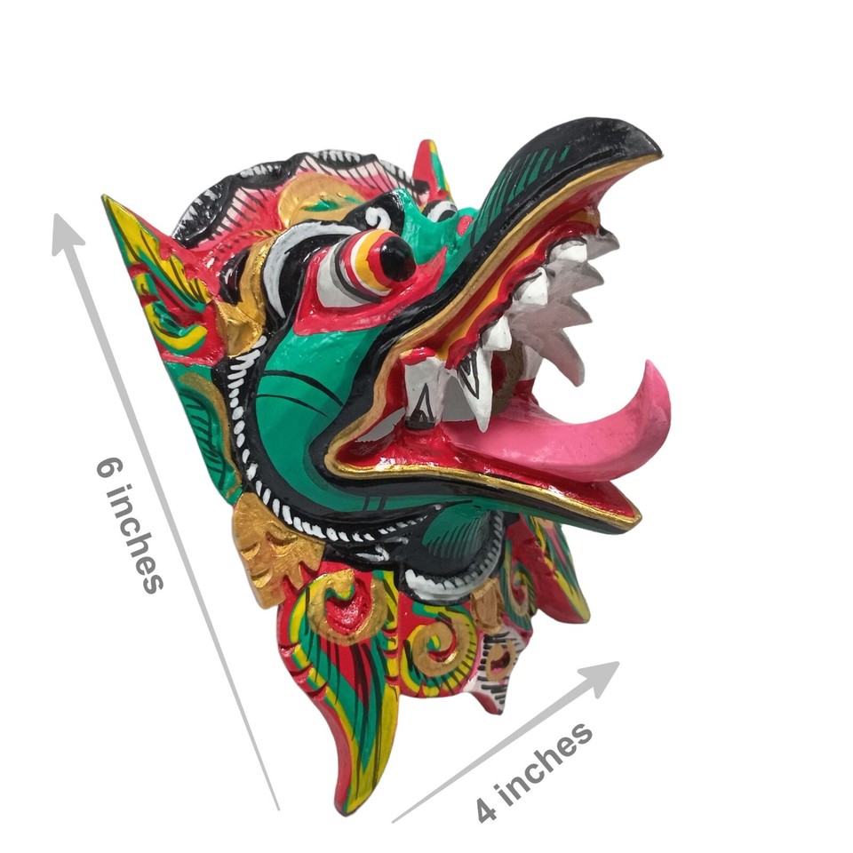 Green Garuda Wood Mask Hand Carving Indonesian Balinese Wall Art Decor ...