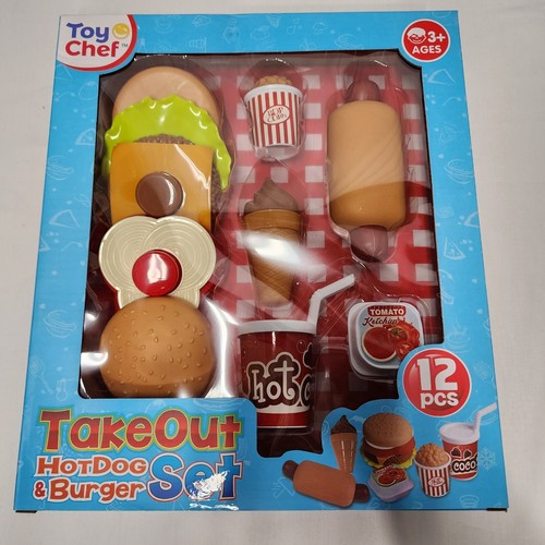 Toy Chef Fast Food Meal Playset Pretend Play HotDog & Burger set 12 PC ...