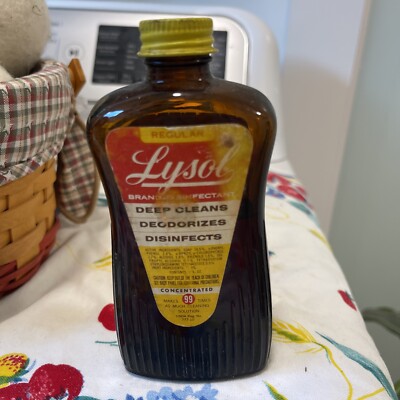 Vintage Lysol Bottle 1950s Era Brown Glass With Cap 7.25" 80% full | eBay