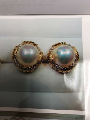 New Kurt Wayne Mabe Pearl/Diamond Earrings 18K-Exquisite-never worn. | eBay