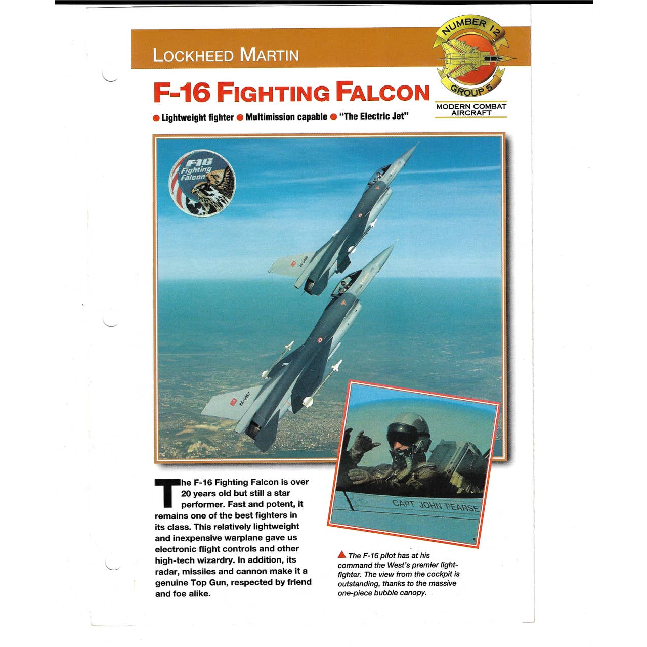 Vintage Lockheed Martin F-16 Fighting Falcon Modern Combat Aircraft No ...