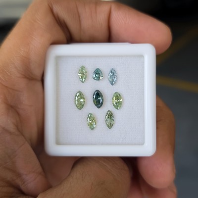 2.62ct 8pcs Fancy Ice Blue & Green Loose Natural Diamond Marquise ...