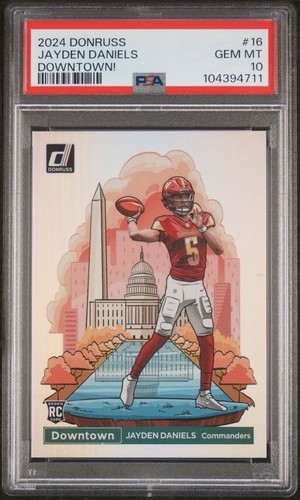 2024 PANINI DONRUSS OPTIC #16 JAYDEN DANIELS ROOKIE DOWNTOWN RC SP PSA ...