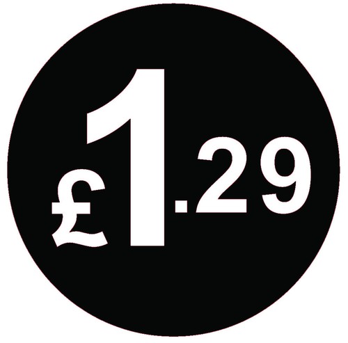 20mm Black Price Point Stickers / Sticky Labels / Swing Tag Labels 99p ...